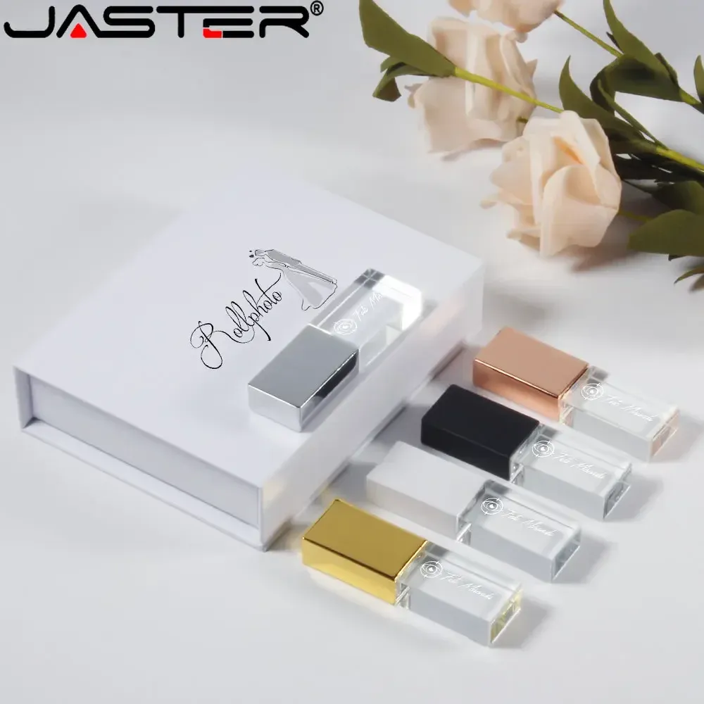 128GB Crystal USB Flash Drive with Custom Logo: Sleek Storage for Your Wedding and Business ...
