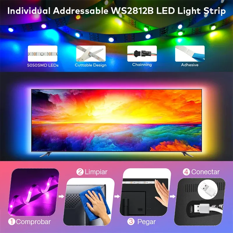 WS2812B Smart led strip lights - Individually Addressable 5050 RGB with ...