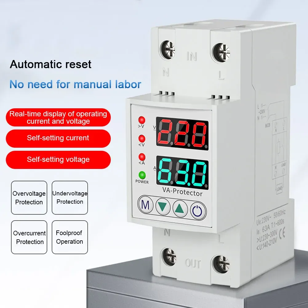 Adjustable Over Voltage Under Voltage Relay Protector 40A 63A 220V ...