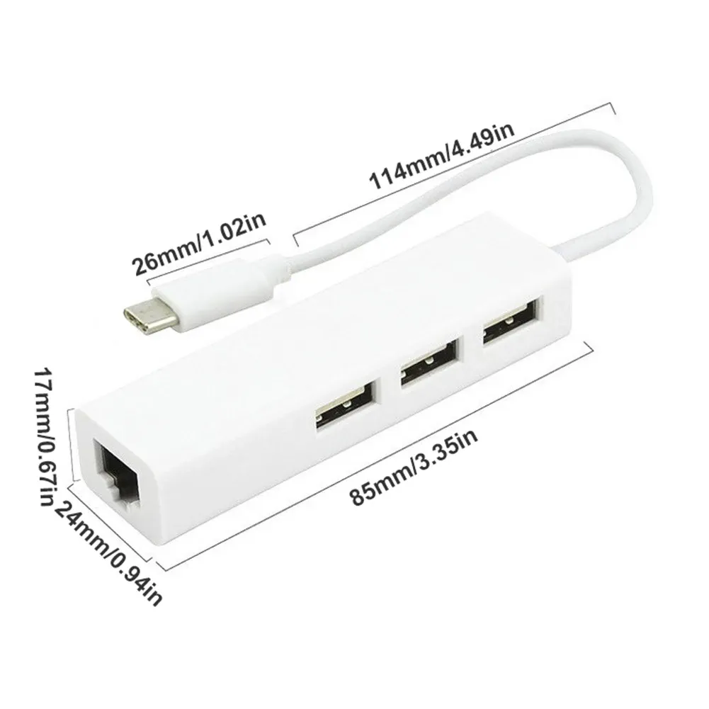 4 In 1 RJ45 Type C LAN Network Card Splitter 10Gbps Ethernet Adapter ...