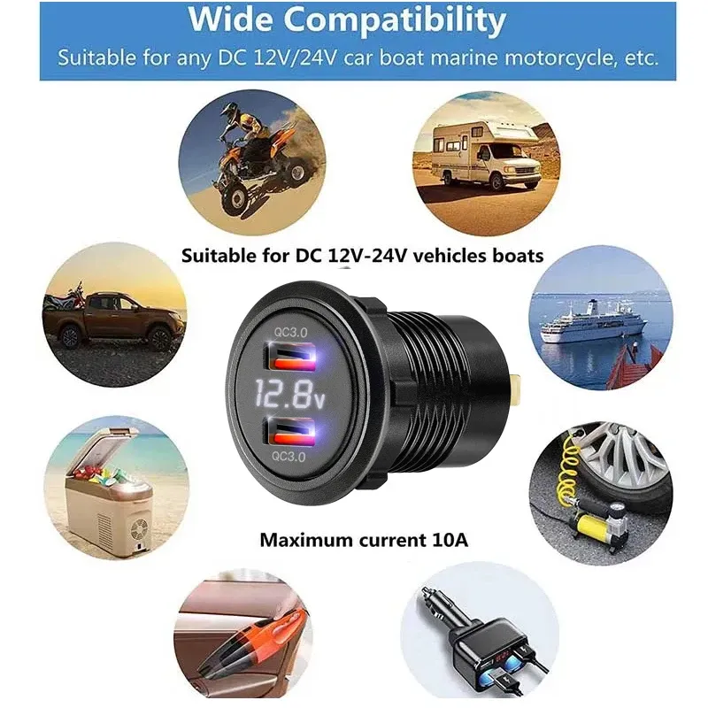 DHgate.com:QC 3.0 USB Car Charger Socket, 12V/24V Outlet Adapter for ...