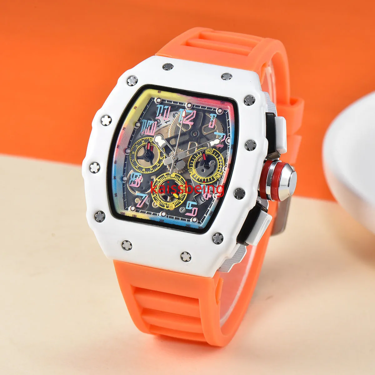 Luxury Graffiti Men's Wristwatch With Carbon Fiber Print, 6 Pin Run ...