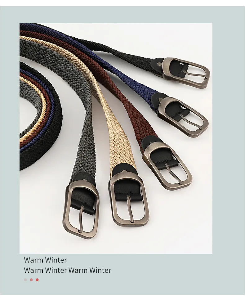 ZLD Men and Women Elastic Fabric Woven Casual Belt with Pin Buckle ...