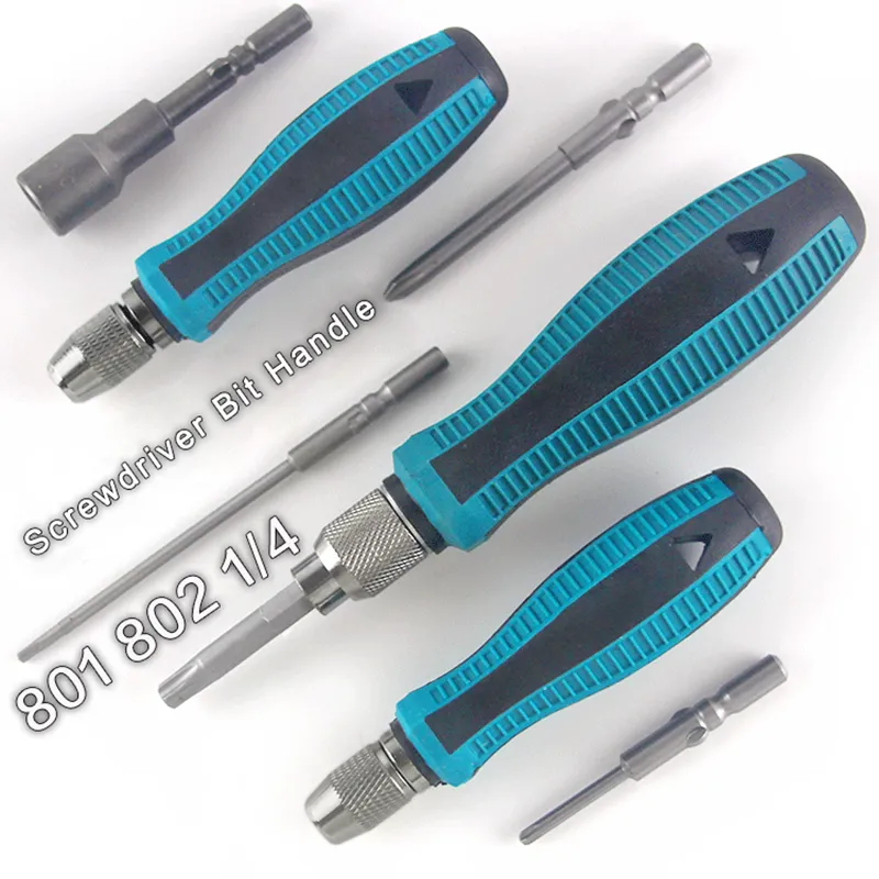 801 802 Screwdriver Bit Handle PP+PVC For 6MM 5MM 1/46.35mm Bits Round ...