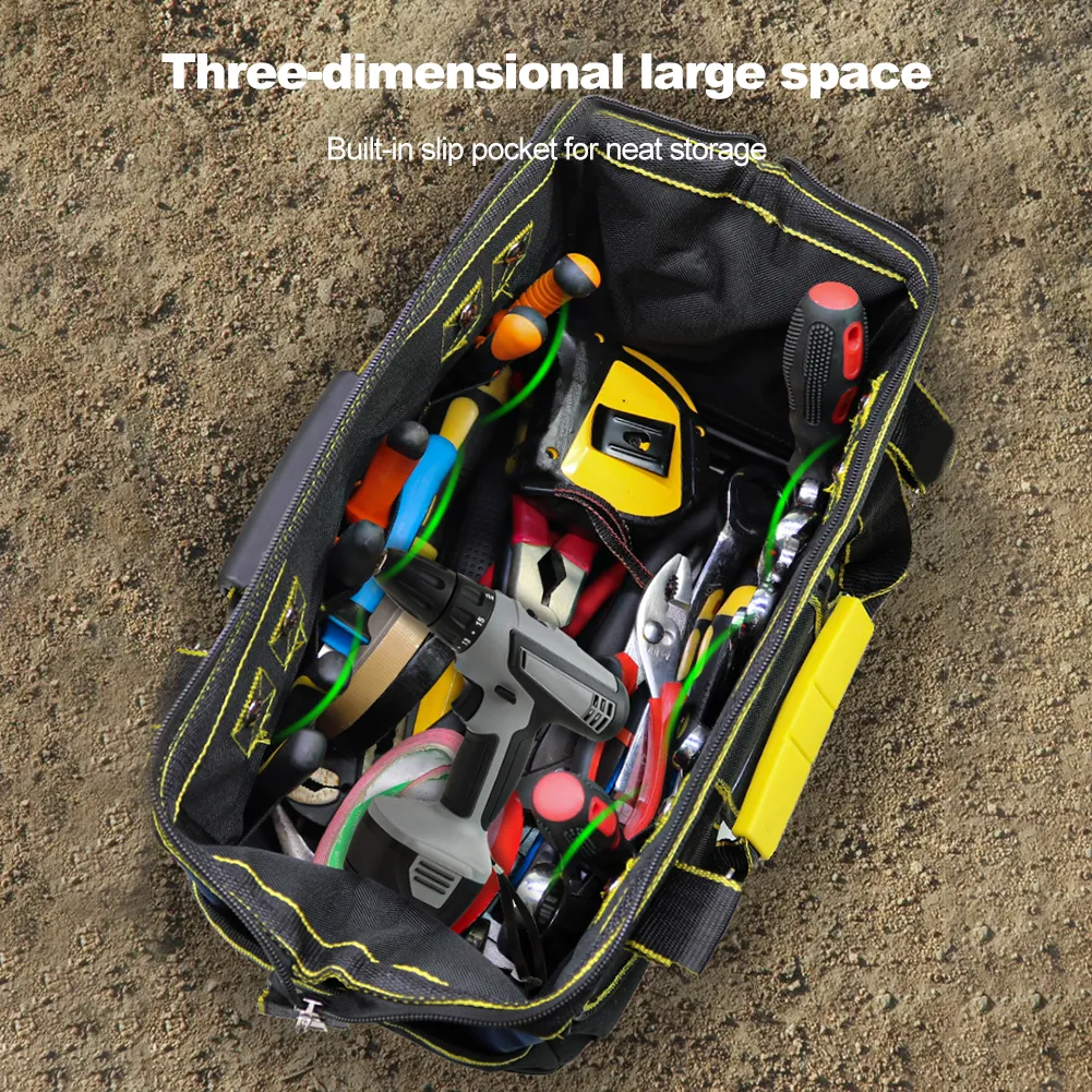 Electrician Tool Bag: Wear-Resistant 1680D Oxford Cloth Waterproof Hand Bag with Reflective ...