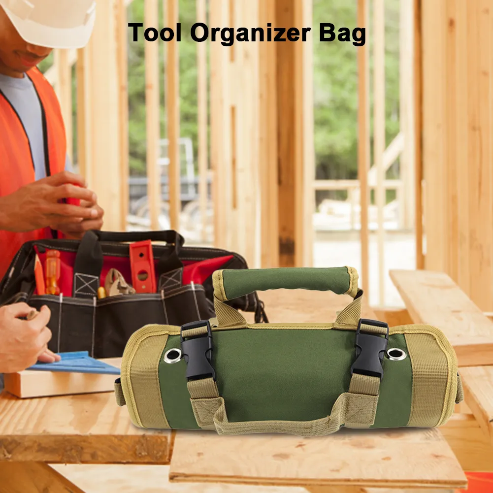 Portable Canvas Tool Roll Bag Organizer Pouch for Wrenches Screwdrivers ...