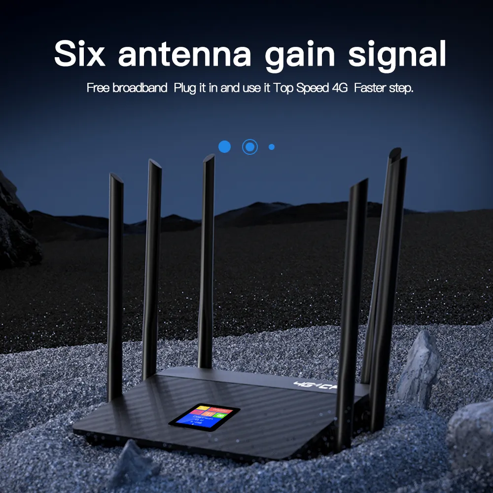 KuWfi 4G LTE CPE Router 5200mAh High Gain 6 External Antennas, LCD ...