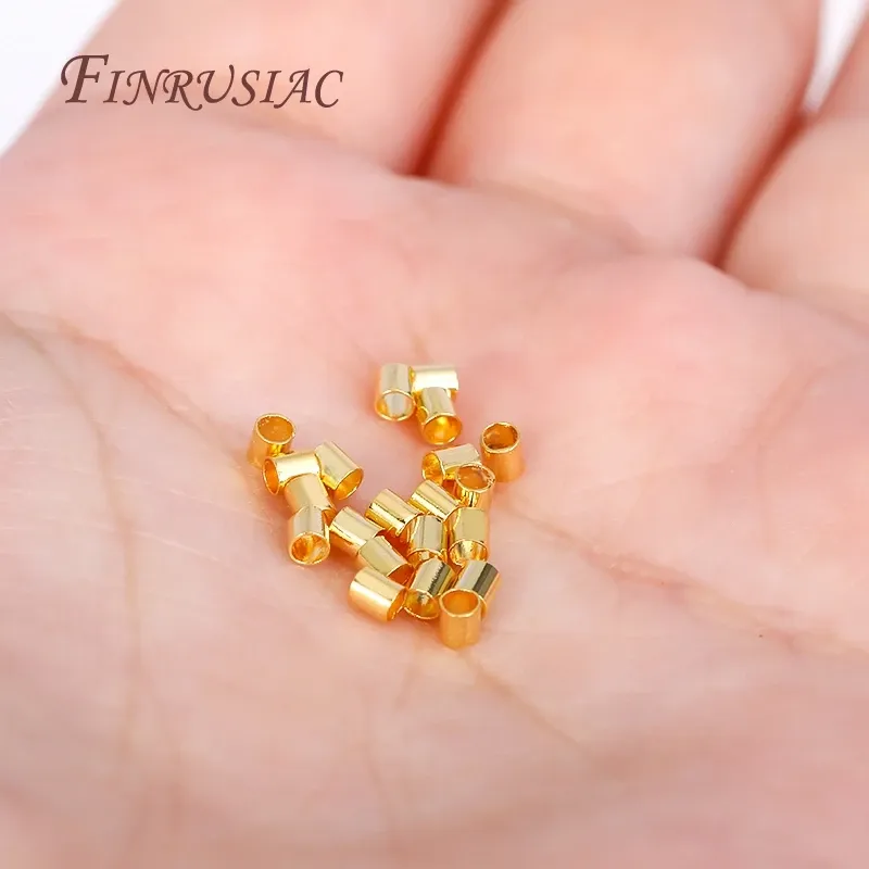 14K/18K Gold Plated 2mm Tube Crimp Beads for Jewelry Making Supplies ...