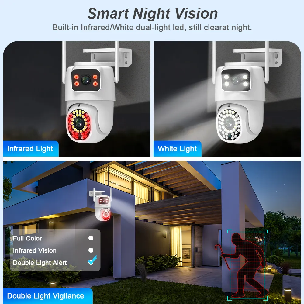 JLeeok 4K 8MP Dual Lens PTZ WIFI cctv camera with AI Human Tracking for ...