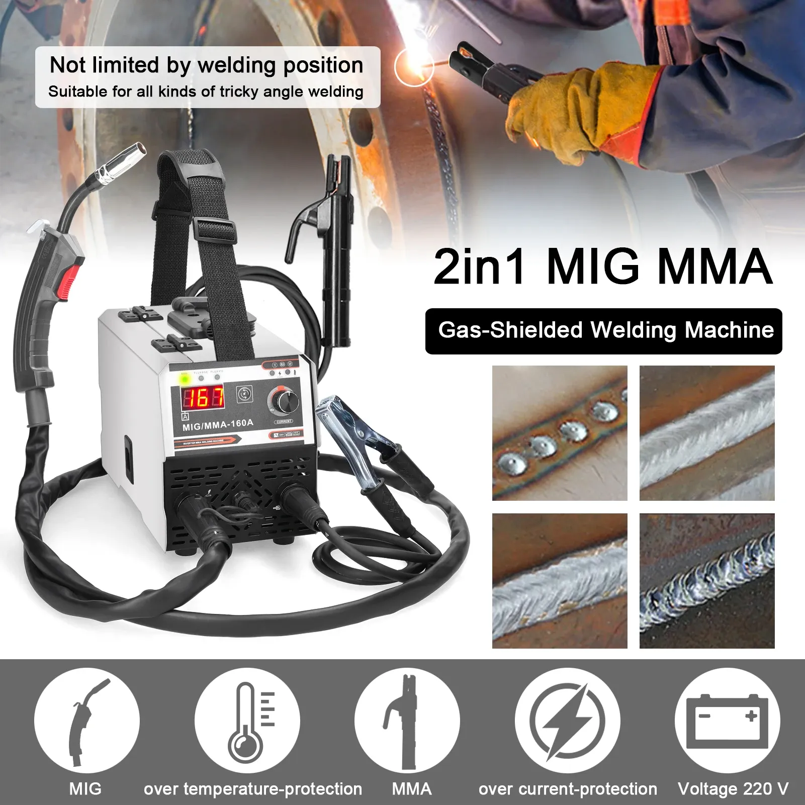 2 In 1 Portable Contact Welding Machine: MIG MMA ARC Welder With ...