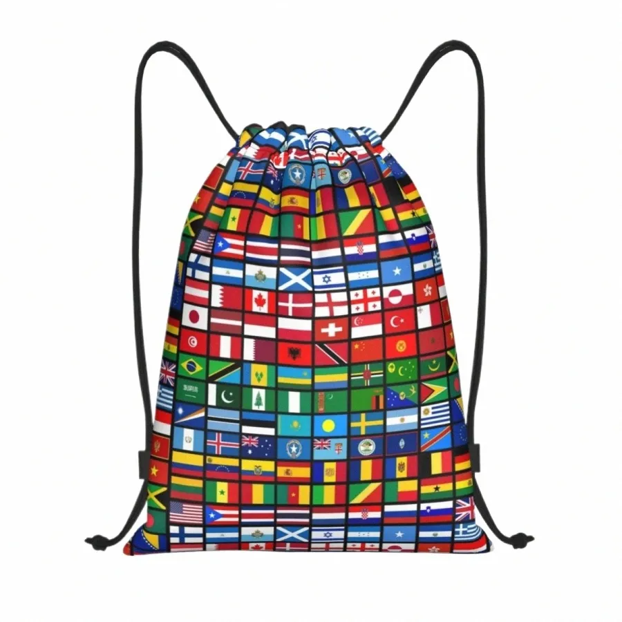 Custom Drawstring Backpack With 90 Flags Of The World For Men And Women ...