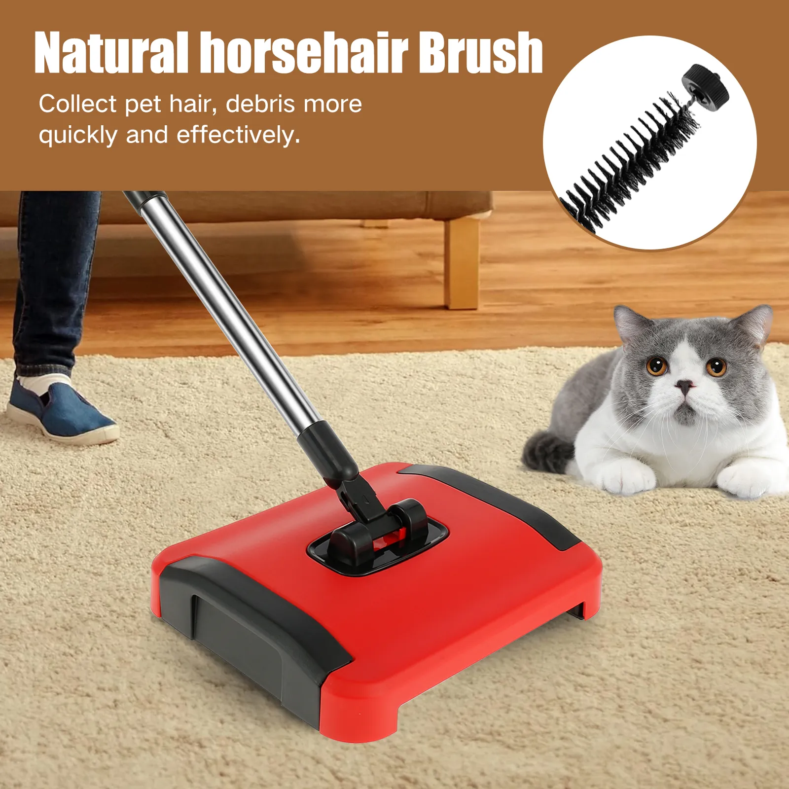 Carpet Floor Lazy Sweeper Manual Carpet Sweeper Cleaner Non Electric ...