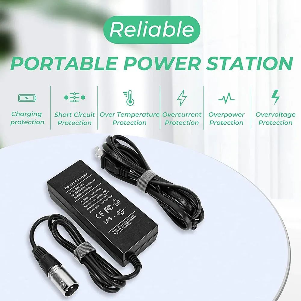 3-Pin XLR Connector 24V 3A 5A Battery Charger for Go-Go Elite Traveller ...