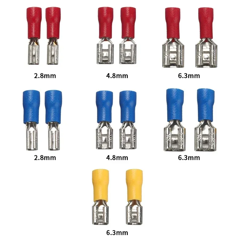 Female Male Spade Electrical Crimp Terminal Wire Connectors 2.8mm 4.8mm ...
