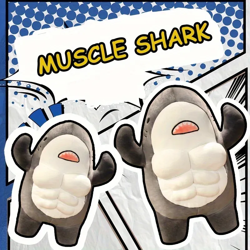 45cm Muscle Plush Shark Toys Stuffed Ocean Whale Fish Stuffed Animals ...