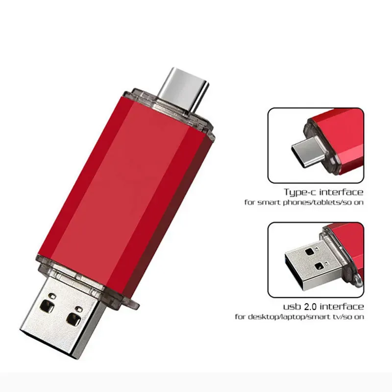 DHgate.com:2-in-1 OTG Pen Drive Sleek Metal USB Flash Drive 128GB 64GB ...