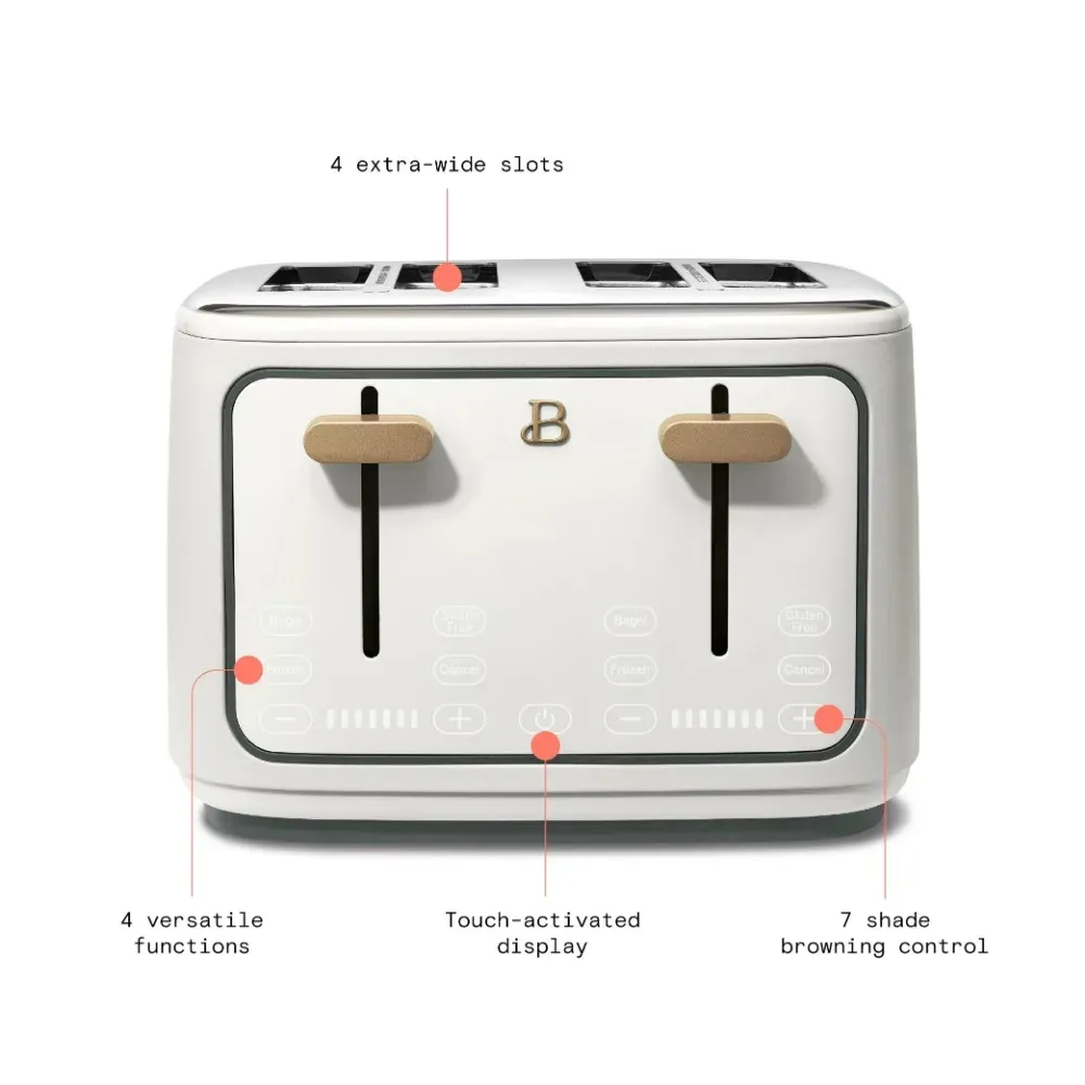 Luxury Toaster, Four Slice Bread Toaster Elegant White Appliance For ...