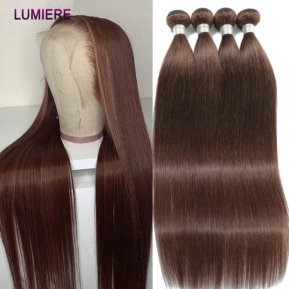 Luxurious Chocolate Brown Bone Straight Hair Bundles: Premium Peruvian ...
