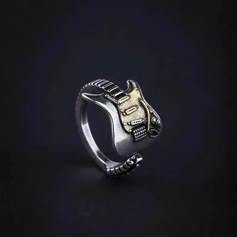 DHgate.com:Sterling Silver Guitar Ring, Adjustable Open Band, Music ...
