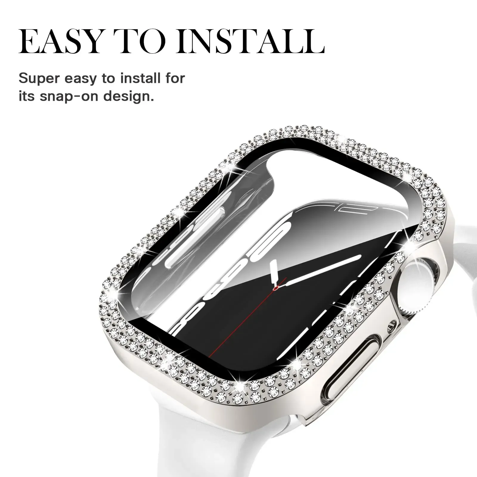 DHgate.com:2024Diamond Glass Watch Case for Apple Watch 45mm 41mm 44mm ...