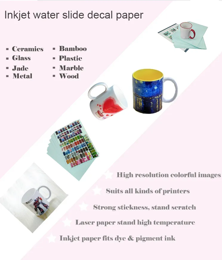 Waterslide Paper Inkjet Clear A4, 50 Sheets, Upgraded Personalized ...