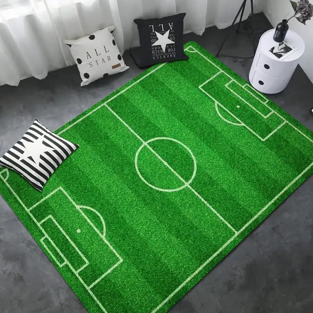 Football Field Plan Floor Mat, INS Style Soft Bedroom Mat, House ...