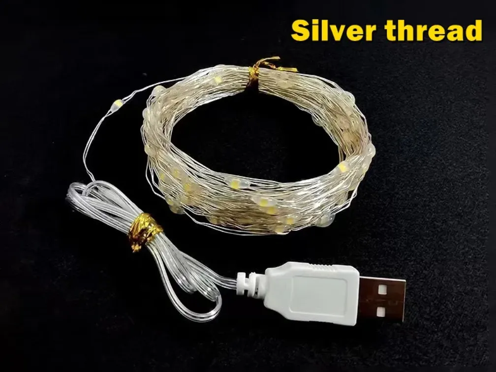 Usb Led 2025 String Lights, 5M Silver Wire Garland, Waterproof Fairy ...
