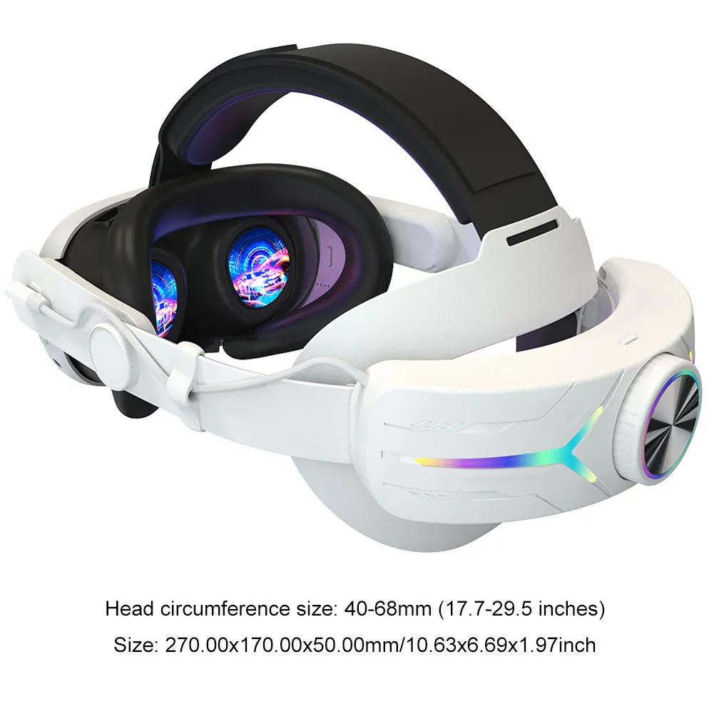 RGB Head Strap for Meta Quest 3: 8000mAh Adjustable Head Band with ...