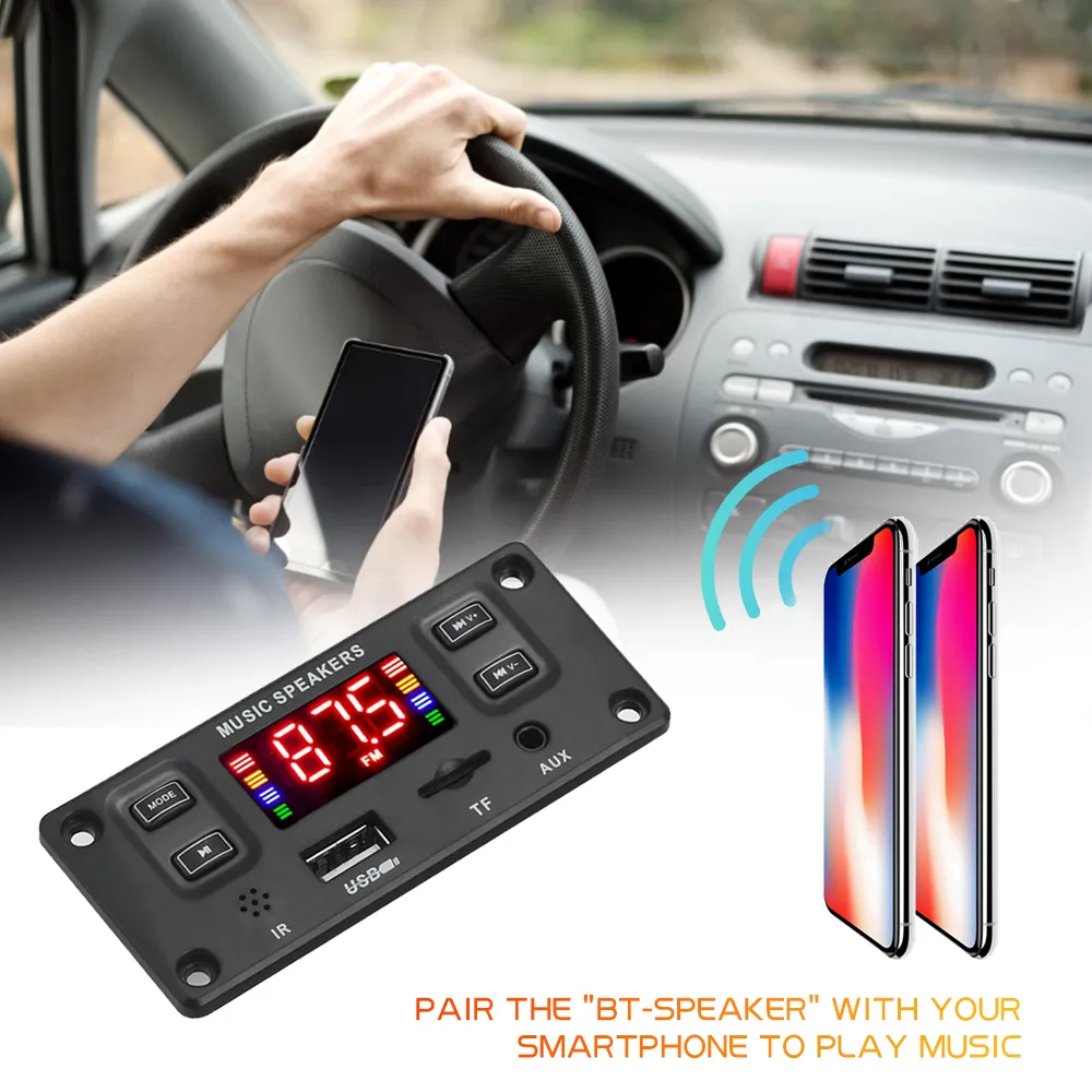 12V Bluetooth 5.0 MP3 Decoder Board 8V-24V MP3 Player USB FM Radio with ...