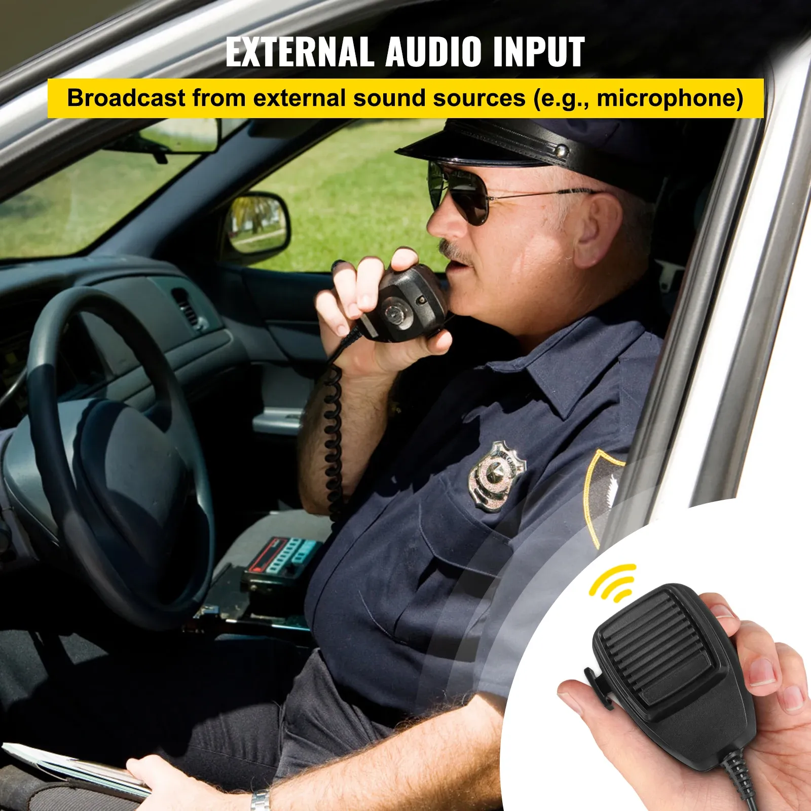 VEVOR 200W Police Sirens For Cars, Handheld Microphone, Light Control ...