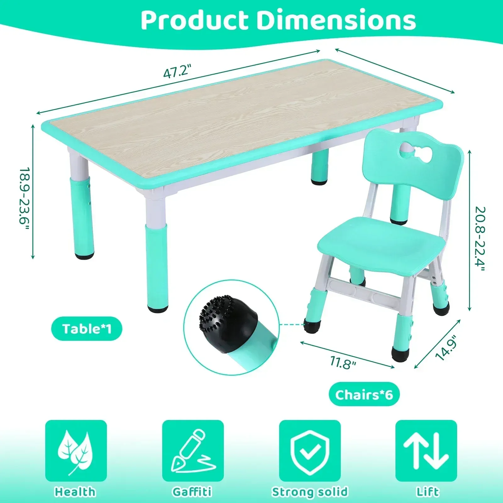 DHgate.com:Homfa Kids Rectangle Wood Activity Table Set with 6 Chairs ...