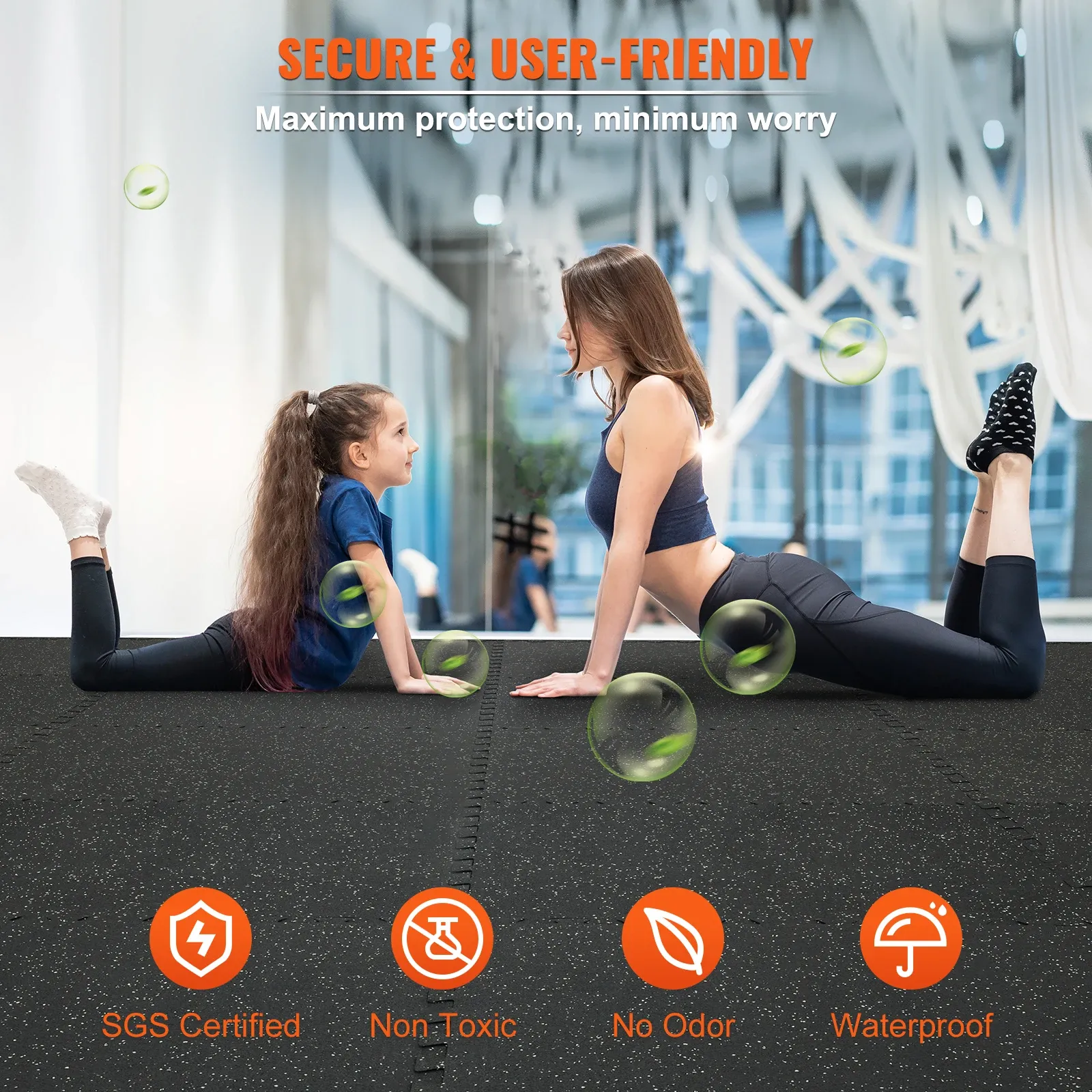 VEVOR 1/2 Inch Thick EVA Foam Interlocking Mats Gym Floor Mats, Workout ...