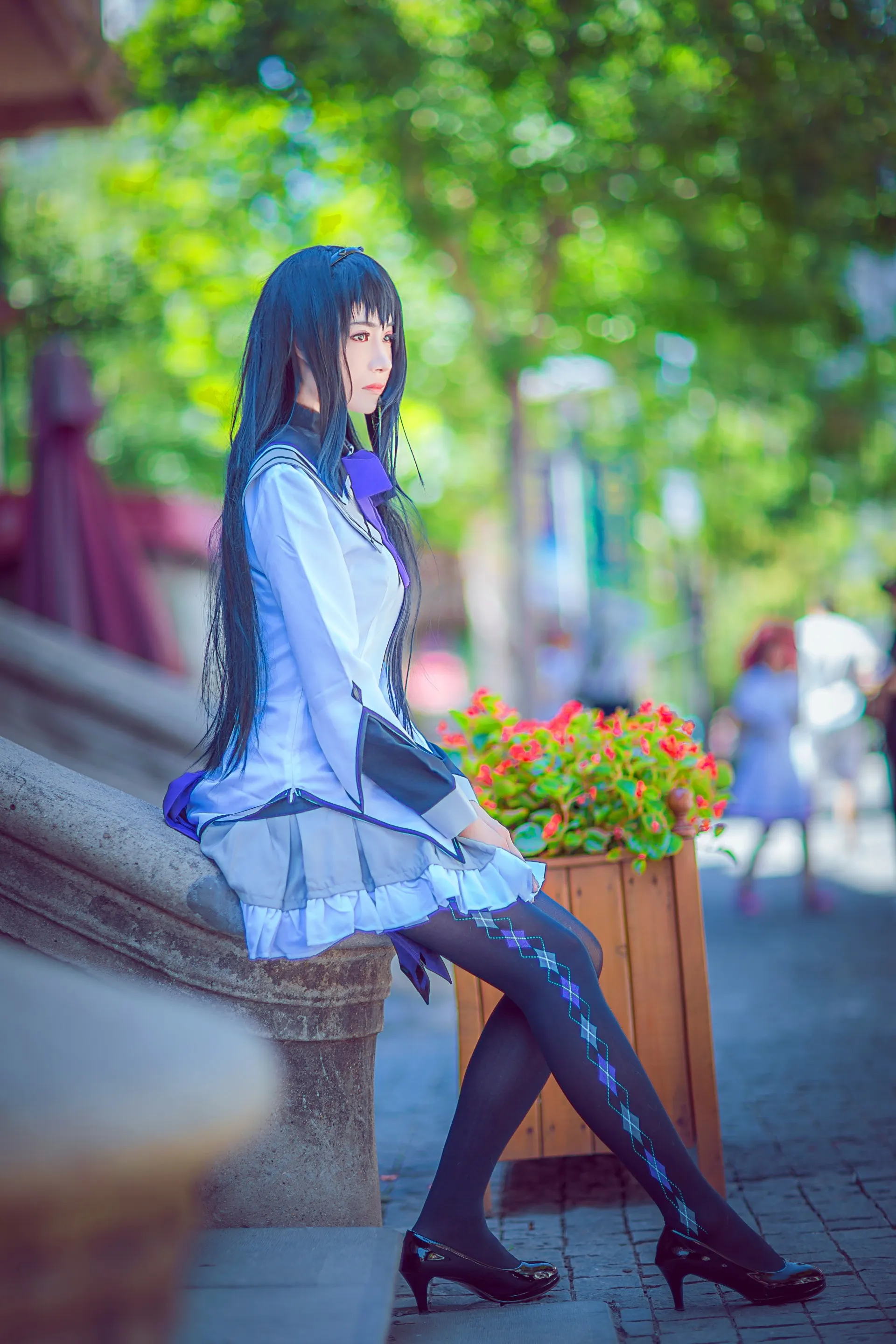 Puella Magi Madoka Magica Akemi Homura Cosplay Original Stocking Prom Costume Homura Akemi ...