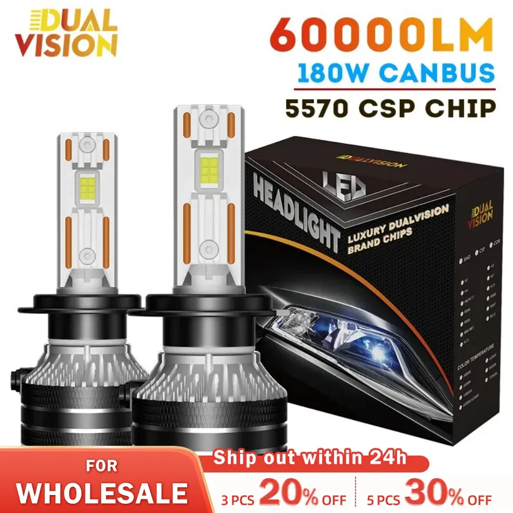 H7 LED Canbus Headlights - 60000LM 8000K High Power 5570 CSP Chips, H1 ...
