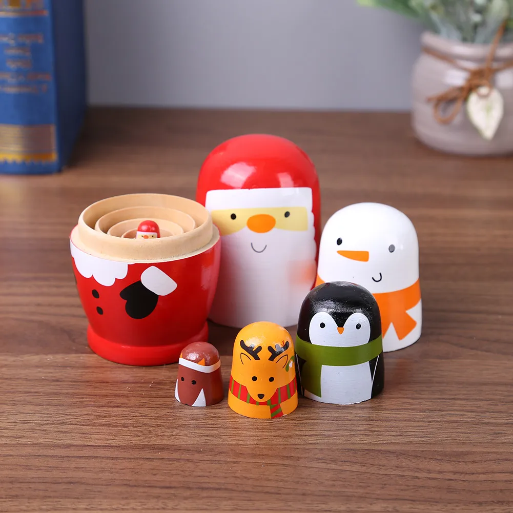 5-Pack Colorful Wooden Matryoshka Nesting Dolls for Kids and Toddlers ...