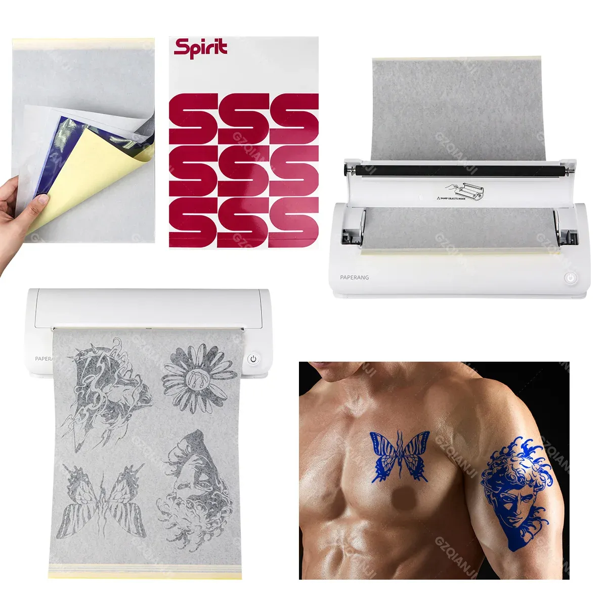 Paperang F1S Tattoo Transfer Printer 300 dpi Bluetooth Portable A4 ...