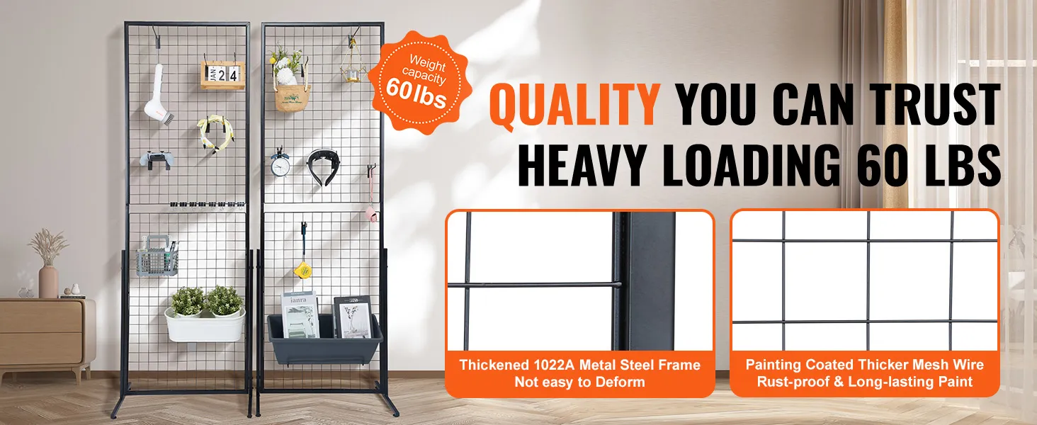 VEVOR Grid Wall Panels Tower Wire Gridwall Display Racks Double Side ...