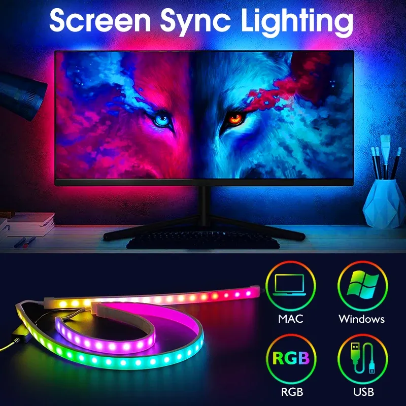 Computer Monitor LCD Screen Backlight Kit: Smart RGB LED Strip Lights ...