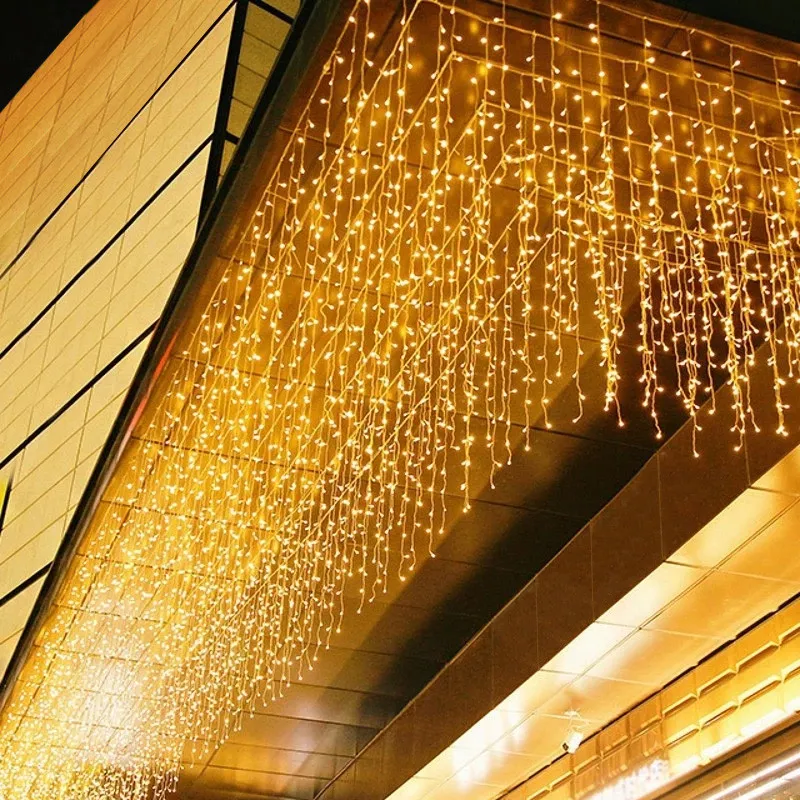 5M LED Curtain Icicle String Lights Christmas Garland Faiy Light Droop ...