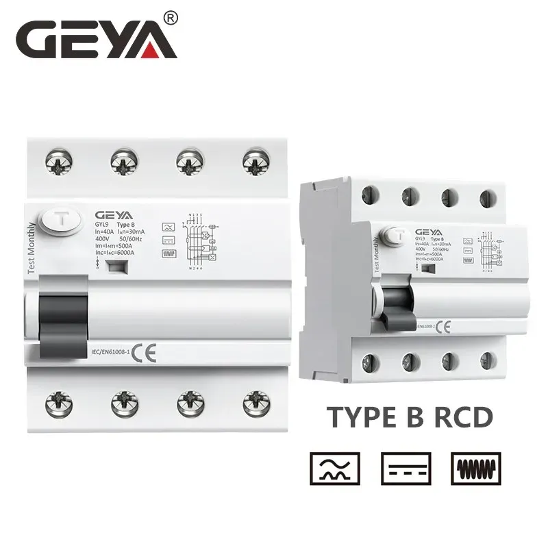 GEYA B Type RCCB rcd and circuit breaker - DC ELCB 2P/4P - 40A/63Amp ...