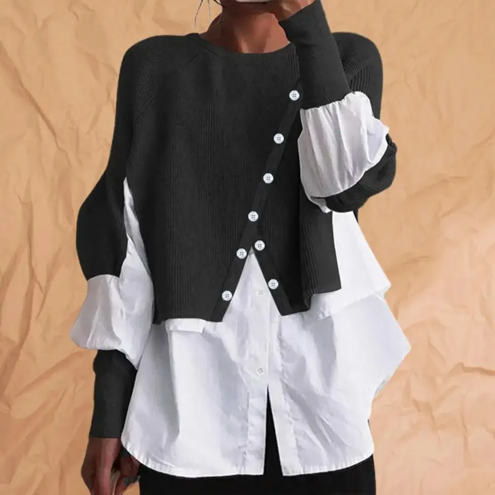 2024Chic Knitted Patchwork Sweater for Autumn/Winter - Irregular Design ...