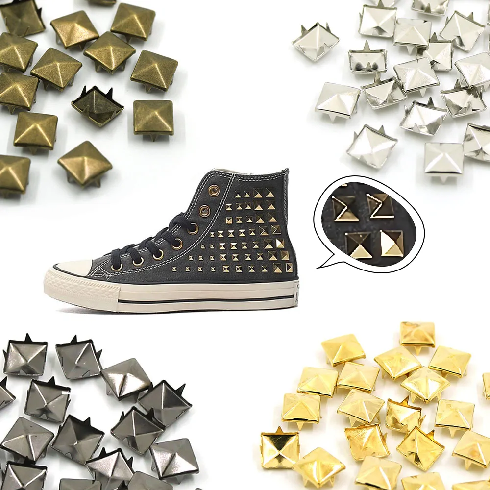 Square Pyramid Studs Rivets Four Claw Metal Studs for Leather Punk Stud ...