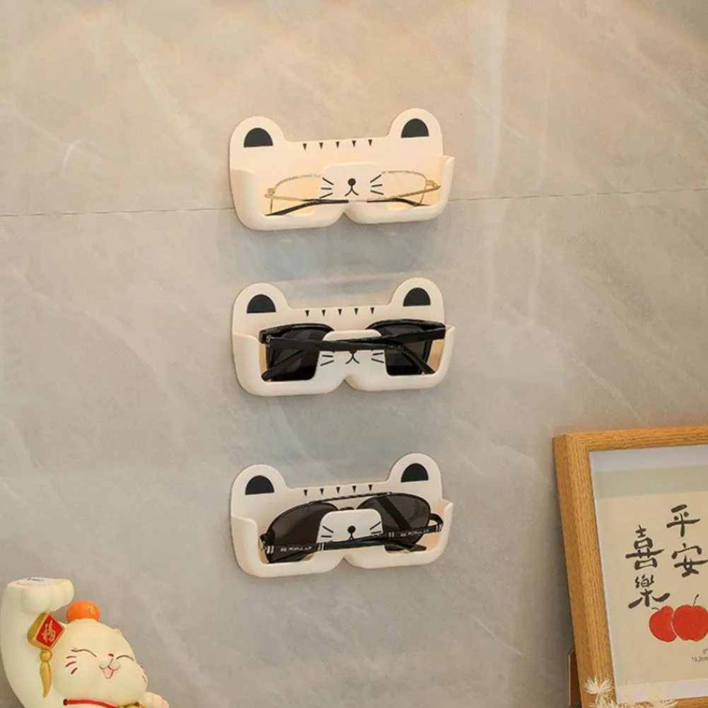 Cute Cat Wall Mounted Glasses Storage Rack Punch Free Decoration ...