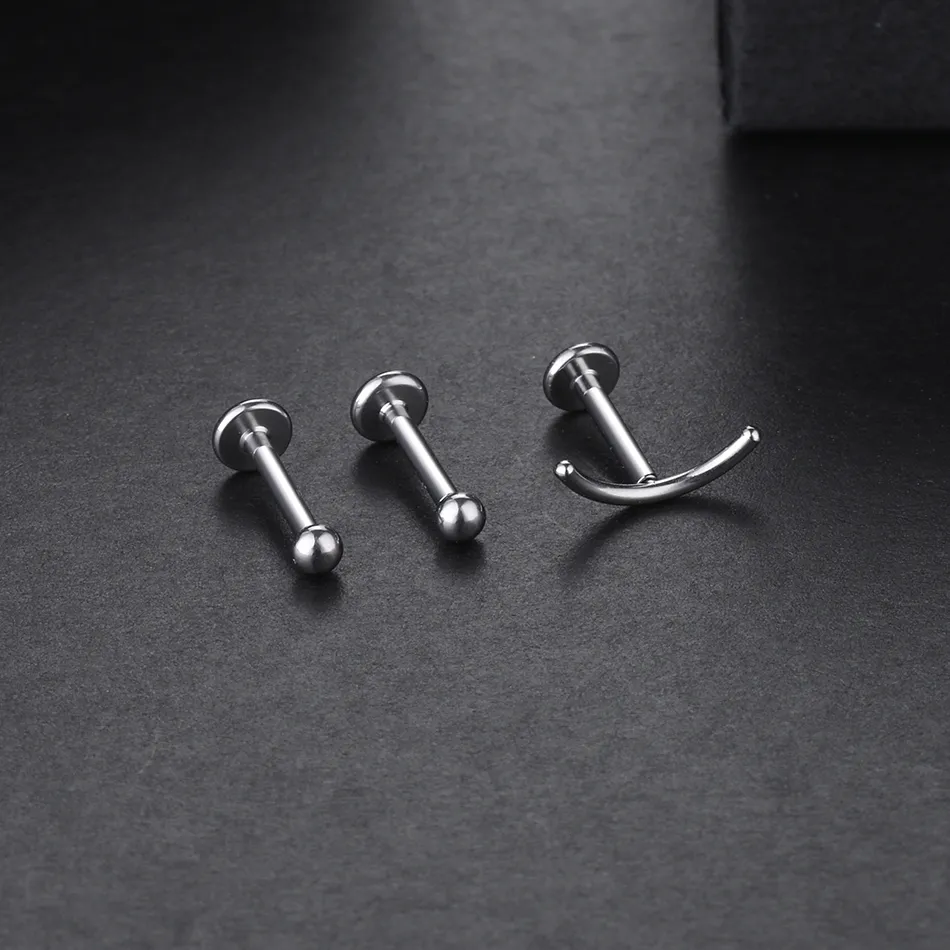 Titanium Stud Earrings Set: 16G Internally Threaded Ear Piercing ...