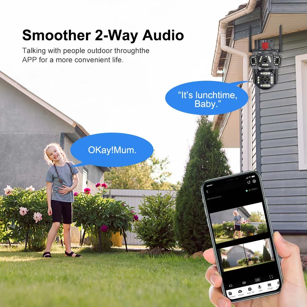 12MP 6K HD PTZ WiFi Security Camera Outdoor AI Tracking 4K CCTV Video ...