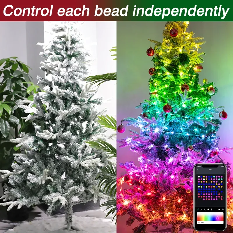 RGBIC Fairy Light LED String Lights USB Powered Multi-Color Garland ...