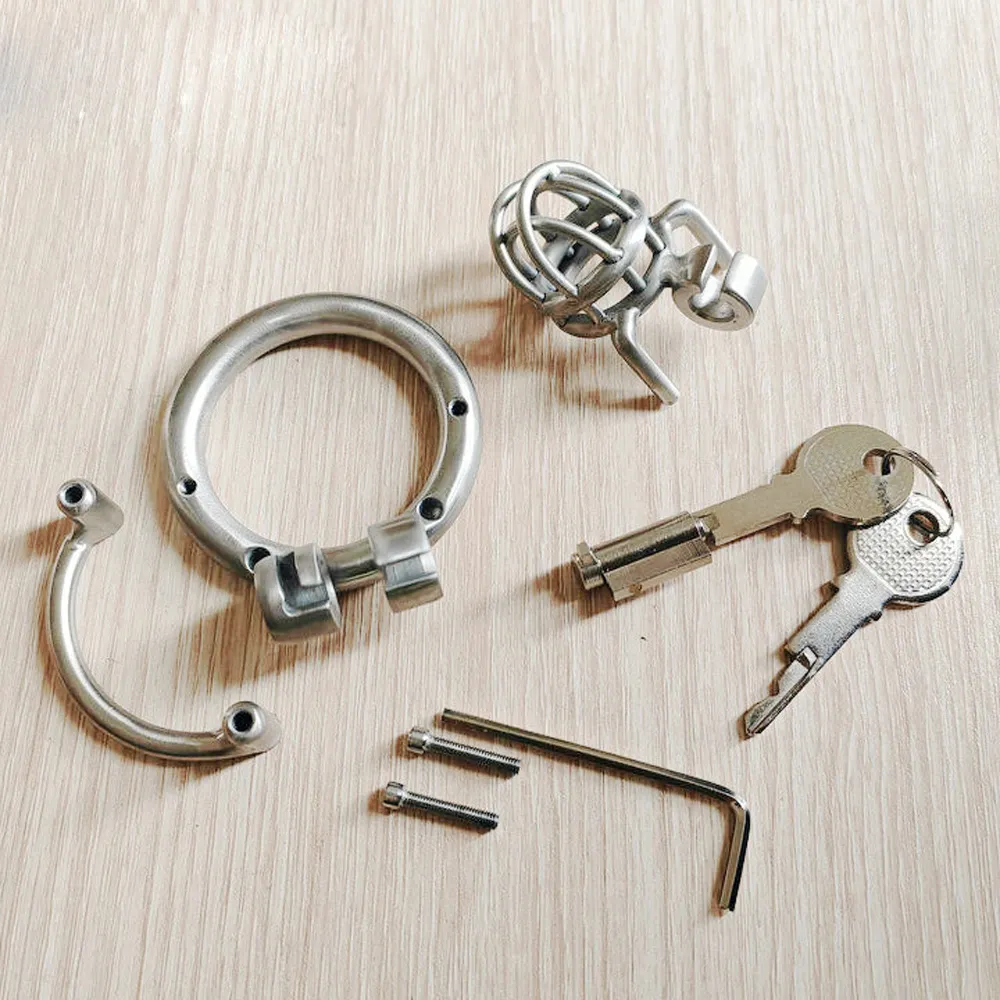 Stainless Steel Cage For Male Sub Cage With Lock BDSM Bondage Gear For ...