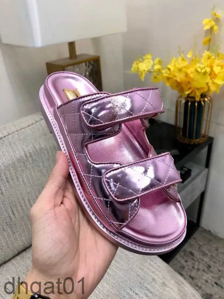 Luxury Leather Beach Silver Platform Sandals For Women And Men SS24 ...