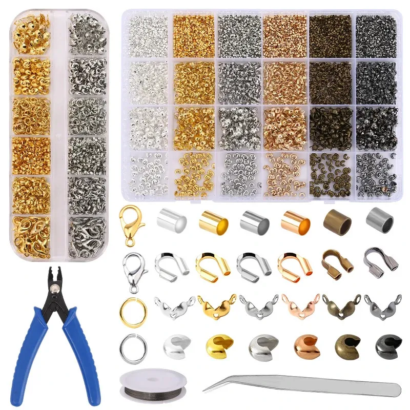 Brass Crimp Beads Covers Kit with Crimping Pliers, Knot Covers for ...