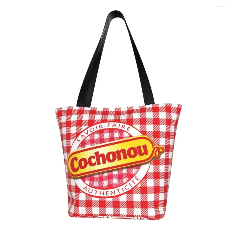 Custom Pig Cochonou Canvas Shopping Tote For Women Washable Groceries ...